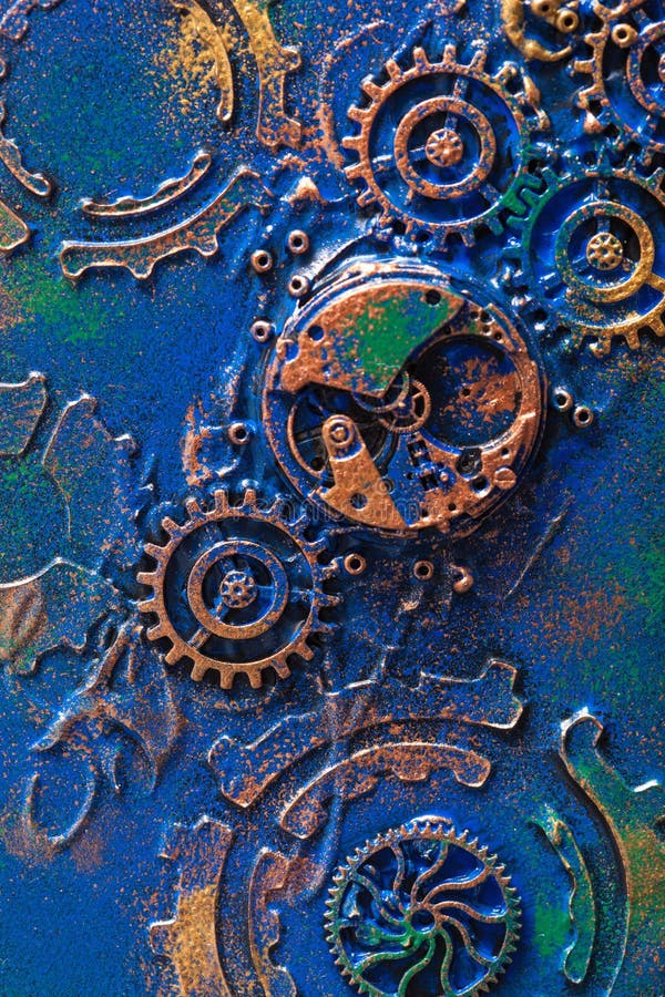 Handmade Steampunk Background Mechanical Cogs Wheels Clockwork Stock ...