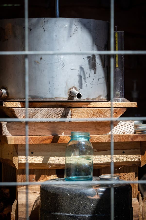 Handmade Still for Distilling Moonshine Alcohol Stock Image - Image of ...