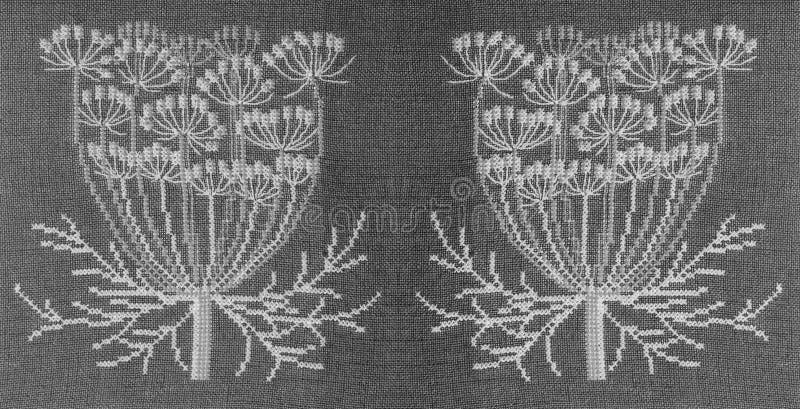 Handmade Stitching of Wildflower on a Grey Canvas Stock Photo - Image ...