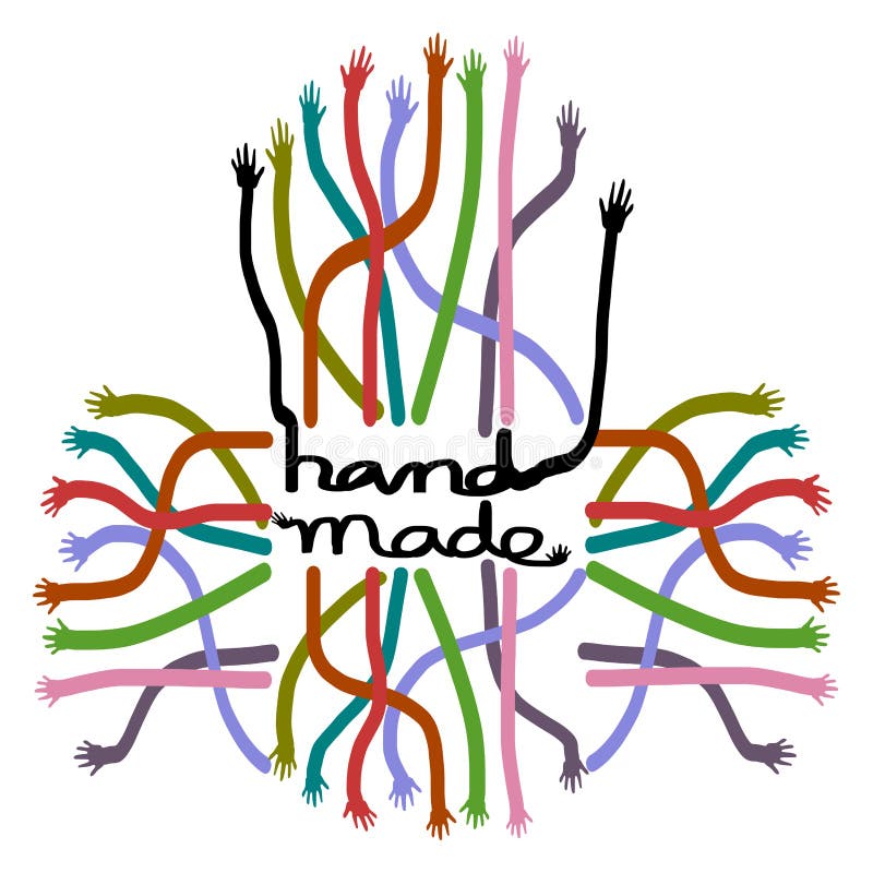 Handmade Symbol, Handmade Label, Colorful Hand Stock Illustration ...