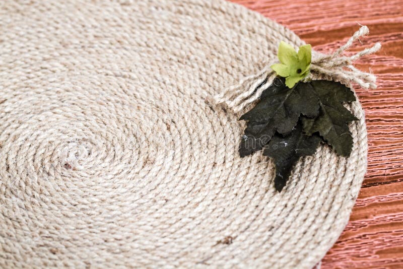 Handmade Table Mat of Jute Rope Twisted in a Spiral Form Stock Image ...