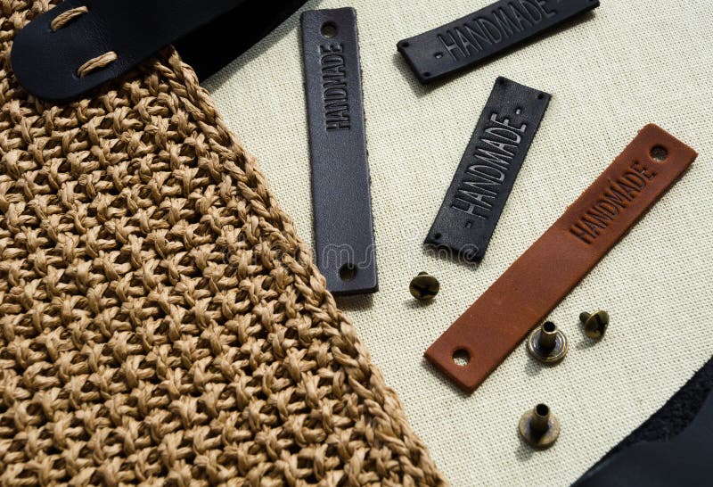 Handmade Tag. Raffia Crochet Texture and Lots of Handmade Tags. Hand ...