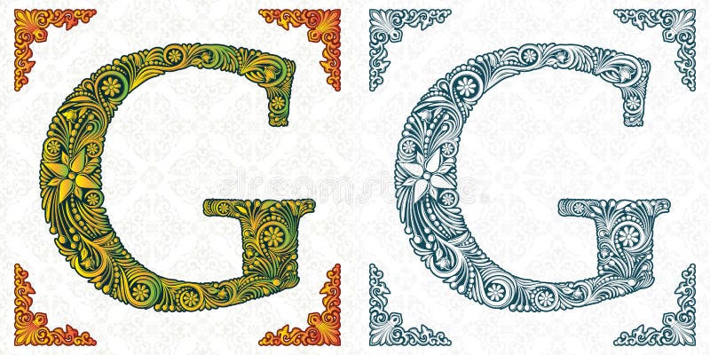 Vector Letter G. Patterned Font. Monogram. Unique Ornamental Alphabet ...