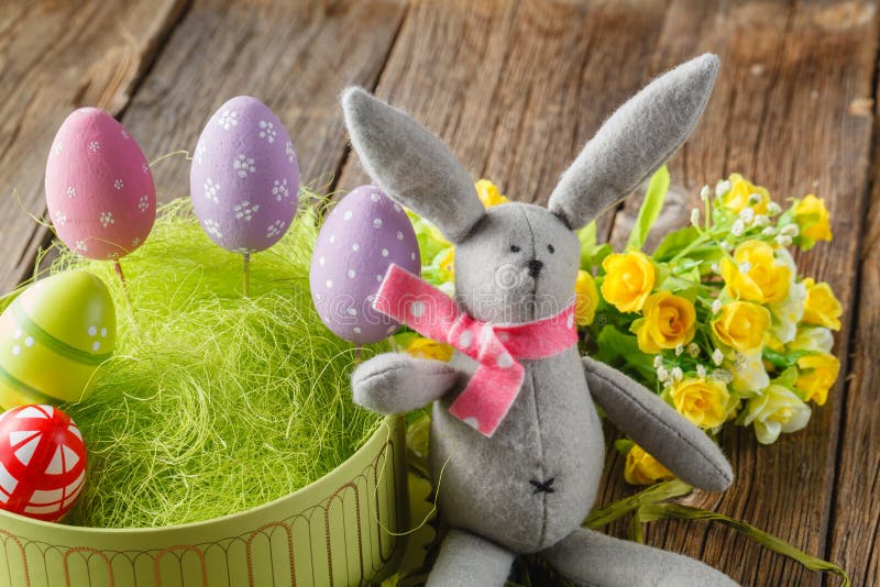 Handmade Textile Easter Rabbit Stock Image - Image of nature, nest ...