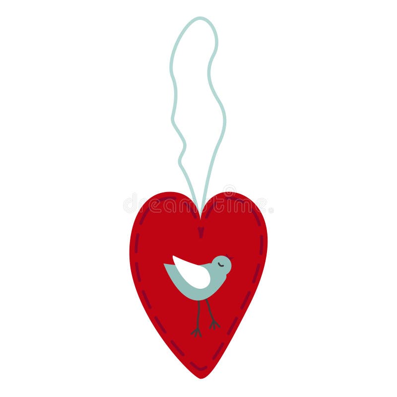 Handmade Textile Heart on a String Stock Vector - Illustration of ...
