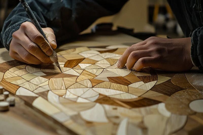 Handmade Theme : Marquetry with Wood Stock Illustration - Illustration ...