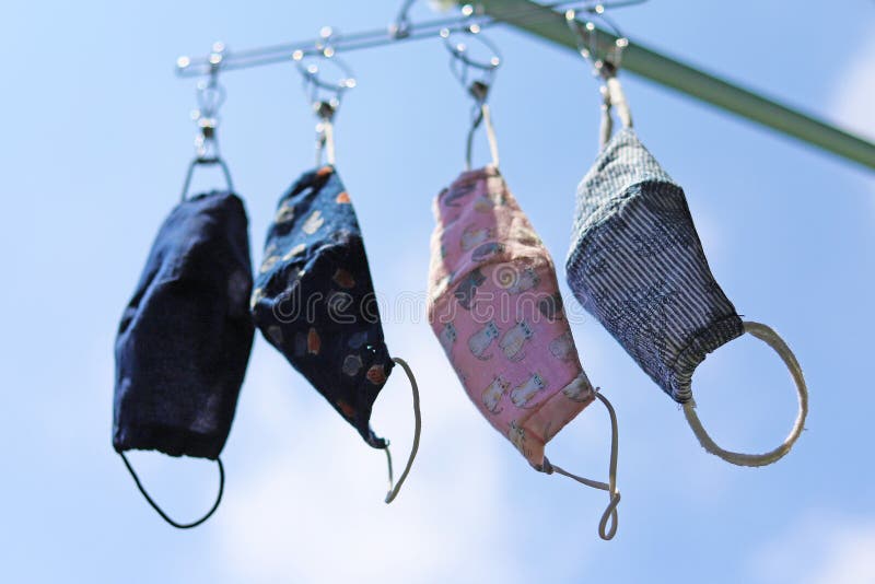 Handmade Three-dimensional Cloth Masks Hang Dried Outside Stock Image ...