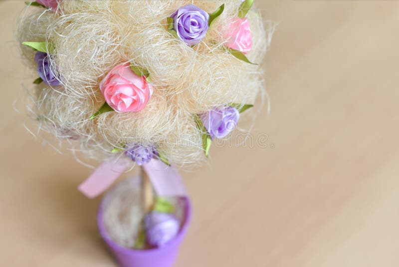 Handmade Topiary Pink, Top View, Copy Space Stock Image - Image of ...