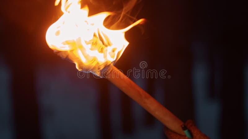 Handmade Torch - Piece of Cloth Burning on the Stick Stock Video ...