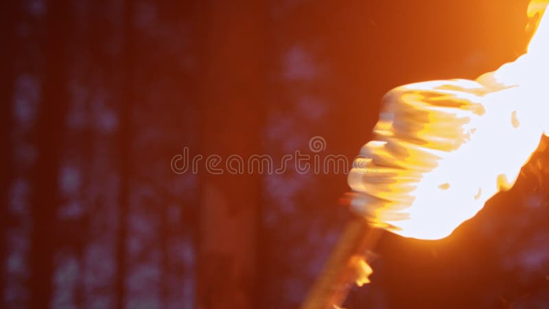 Handmade Torch - Piece of Cloth Burning on the Stick Stock Video ...
