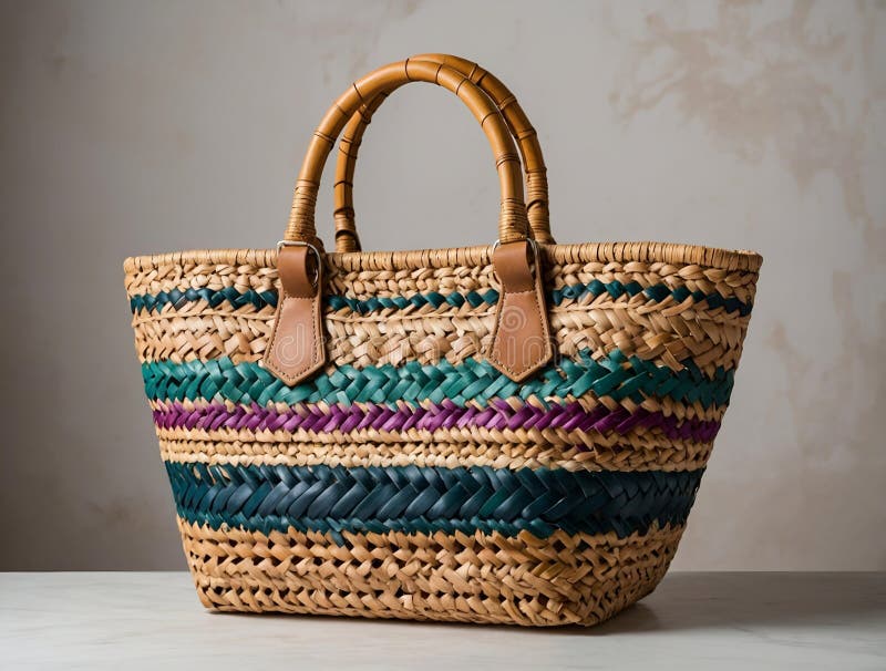 Handmade Tote Bag from Rattan Stock Illustration - Illustration of ...