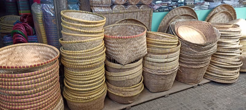 Handmade Traditional Bamboo Basket Stock Image - Image of traditional ...