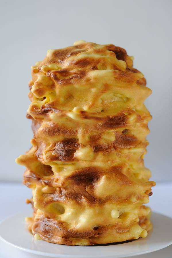 Handmade Traditional Baumkuchen Layer Cake Baked Over Fire Stock Photo ...