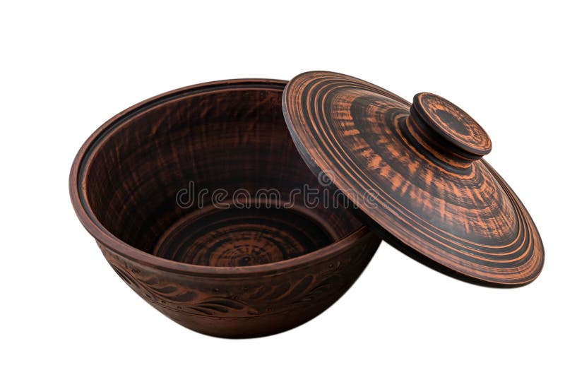 Handmade Traditional Brown Clay Plate Isolated Stock Photo - Image of ...