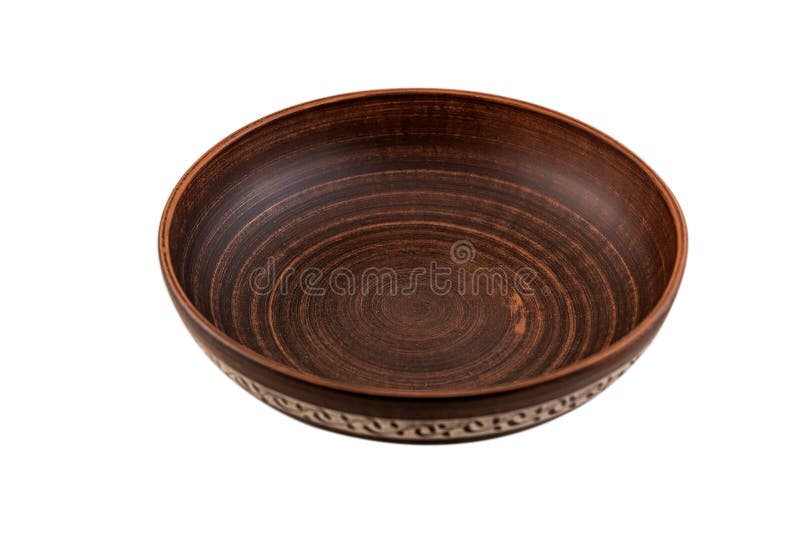 Handmade Traditional Brown Clay Plate Isolated Stock Photo - Image of ...