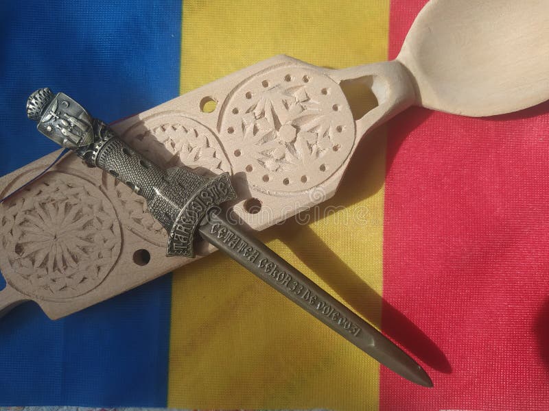Handmade Traditional Romanian Objects Placed on the Romanian Flag and ...