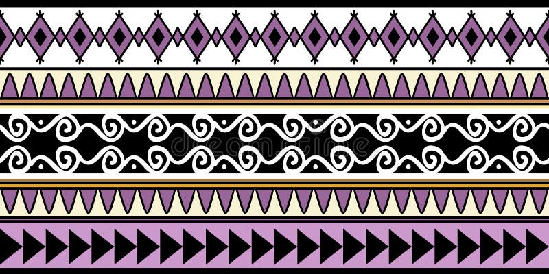 Tribal Striped Hand Drawn Seamless Pattern. Stock Vector - Illustration ...