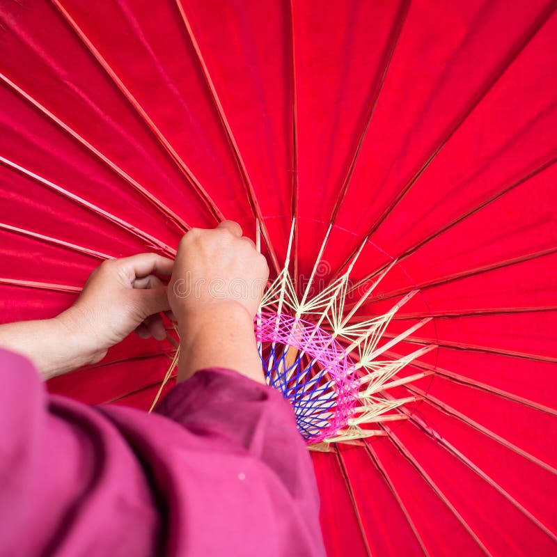 Umbrella Making Vintage Style in Thailand Stock Photo - Image of ...