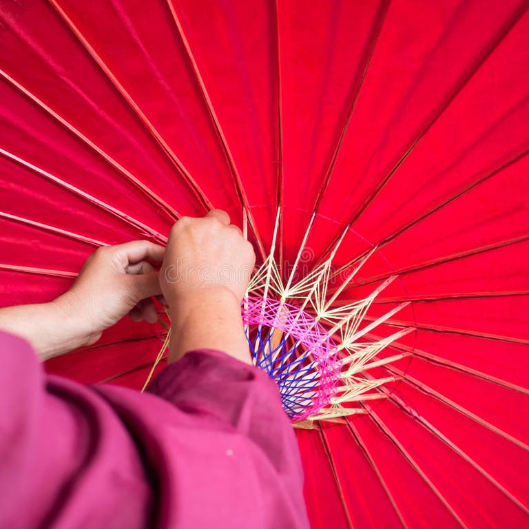 Handmade Umbrella Making Process Stock Image - Image of decoration ...