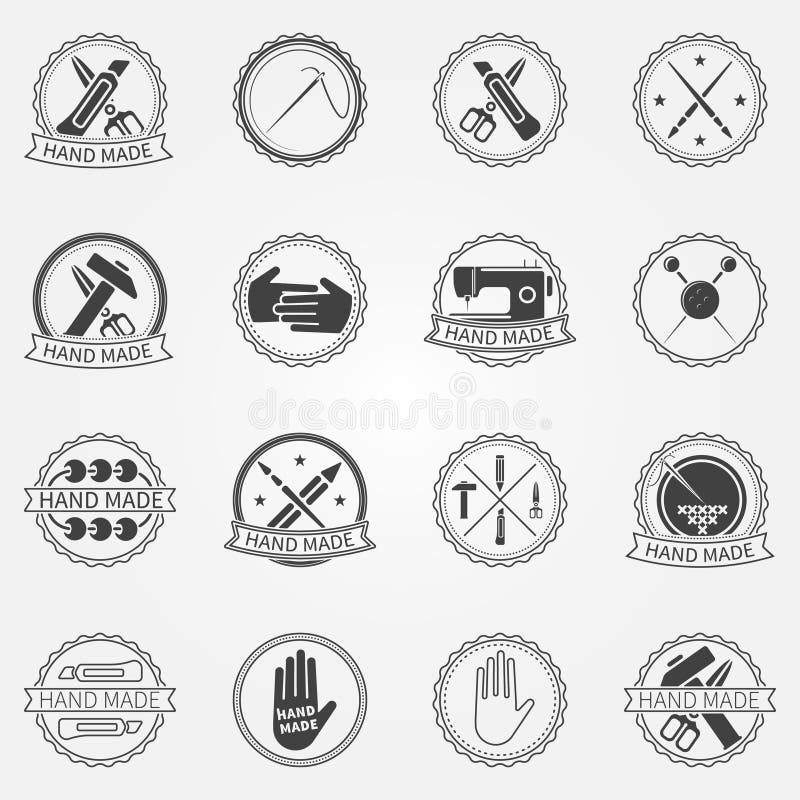 Handmade Vector Badges or Labels Stock Vector - Illustration of button ...