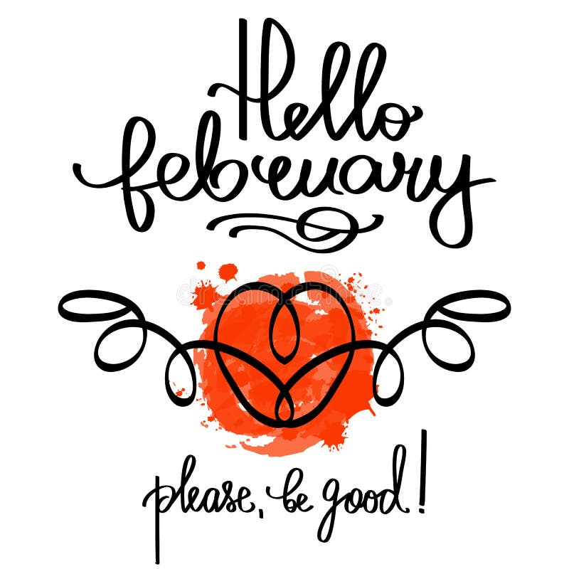 Hello February Typographic Design. Stock Vector - Illustration of frost ...