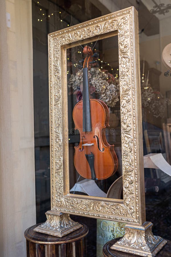 Handmade Violin Inserted Inside a Golden Frame Editorial Stock Photo ...