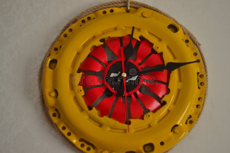 Handmade Wall Clock from Auto Clutch. Creative Watch Stock Photo ...