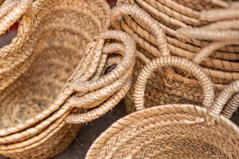 Handmade Wicker Baskets Made by Artisans Stock Photo - Image of nature ...