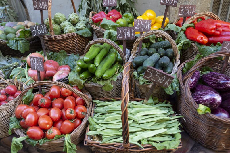 Handmade Wicker Baskets with Tomatoes, Lettuces, Artichokes, Peppers ...