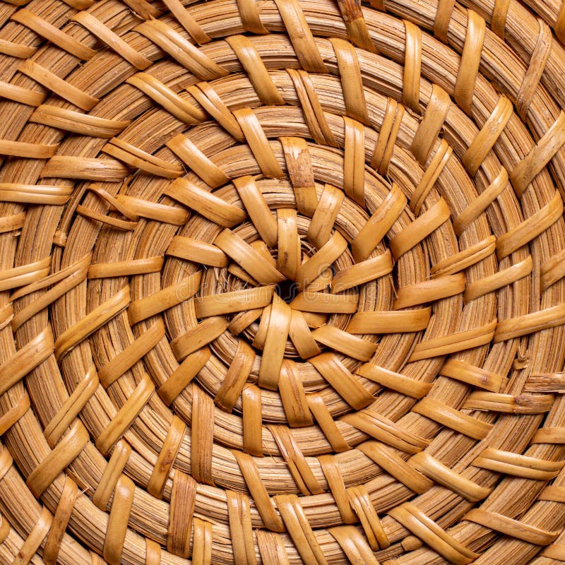 Handmade Wicker Round Basket with Close-up Pattern Stock Image - Image ...