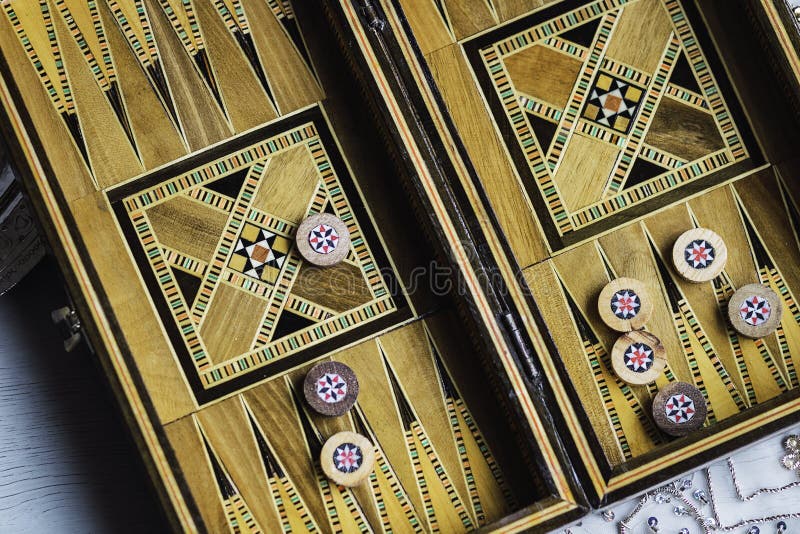 Handmade Wooden Backgammon Game Stock Image - Image of chips, abstract ...