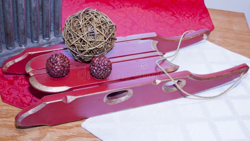 Handmade Wooden Christmas Sled Stock Photo - Image of gilding, wooden ...