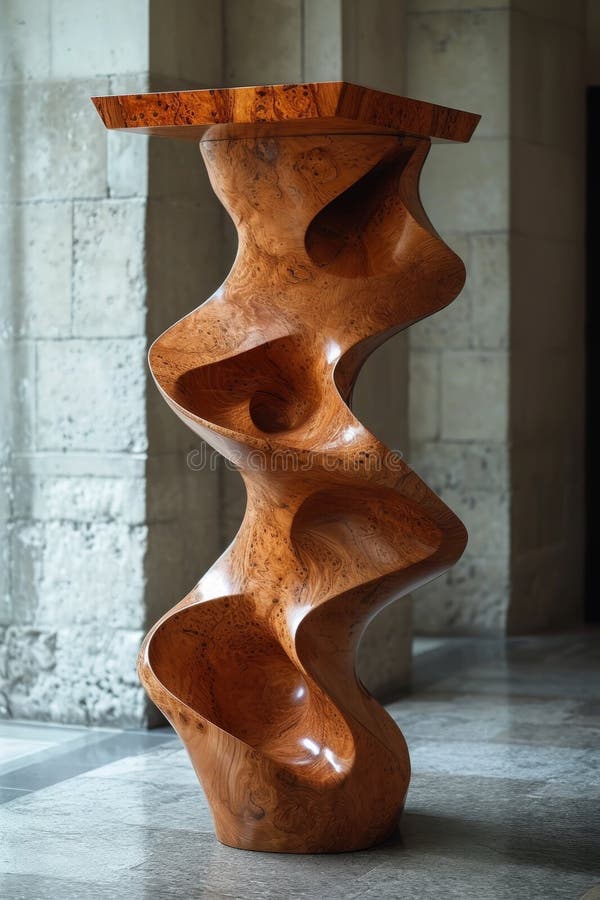 Handmade Wooden Designer Table in the Interior Stock Image - Image of ...