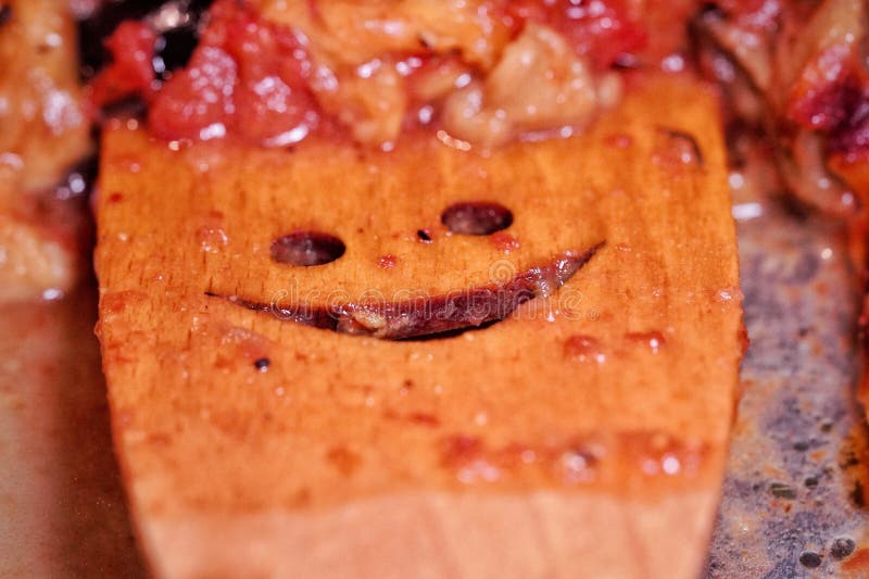 Handmade Wooden Funny Spatula Stock Image - Image of smile, wooden ...