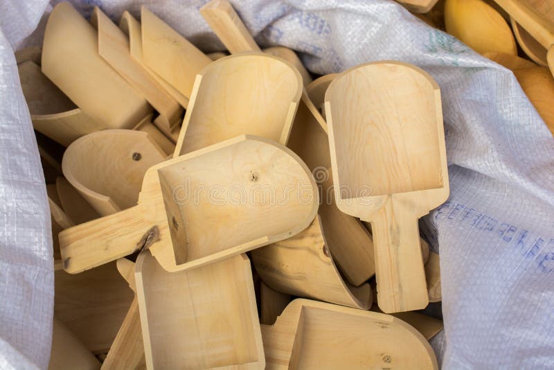 Handmade Wooden Kitchen Utensils Spoons for Housewives Stock Image ...
