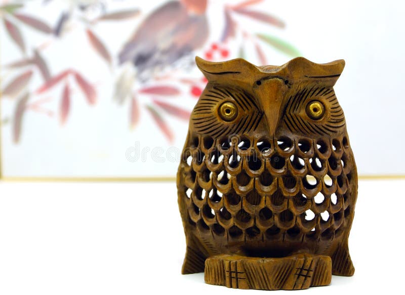 Handmade Wooden Owl Background Japanese Style Stock Image - Image of ...