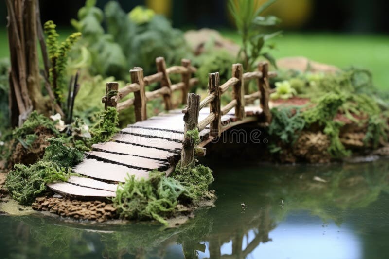 Handmade Wooden Pond Bridge Over a Serene Pond Stock Image - Image of ...