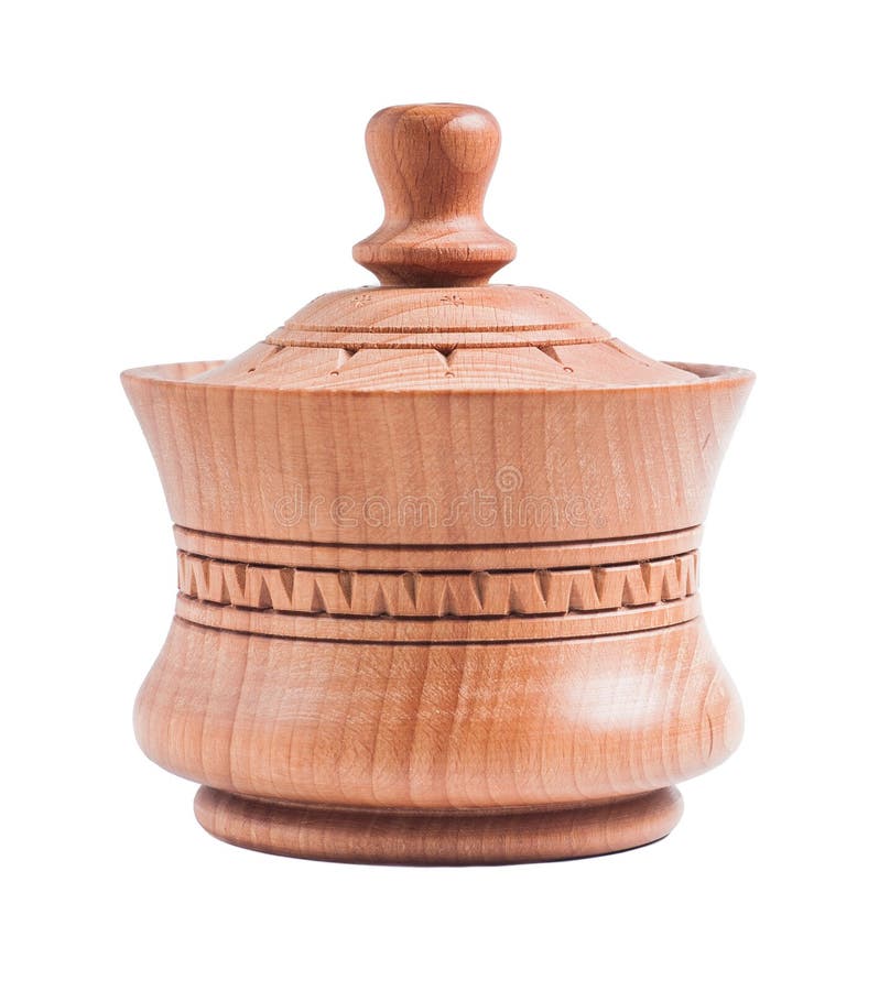 Handmade Wooden Pot Isolated on White Background Stock Photo - Image of ...