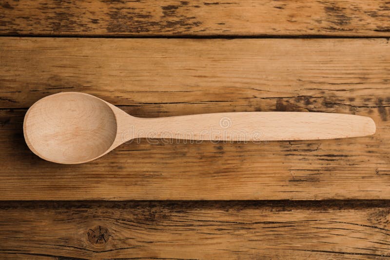 Handmade Spoon on Rustic Table, Top View Stock Image - Image of spoon ...