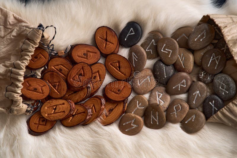 Handmade Wooden and Stone Runes Stock Image - Image of protection ...