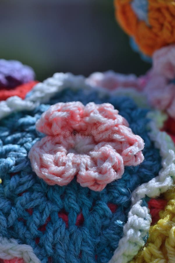 Woolen Stitch crochet stock image. Image of pink, blossom - 197744351
