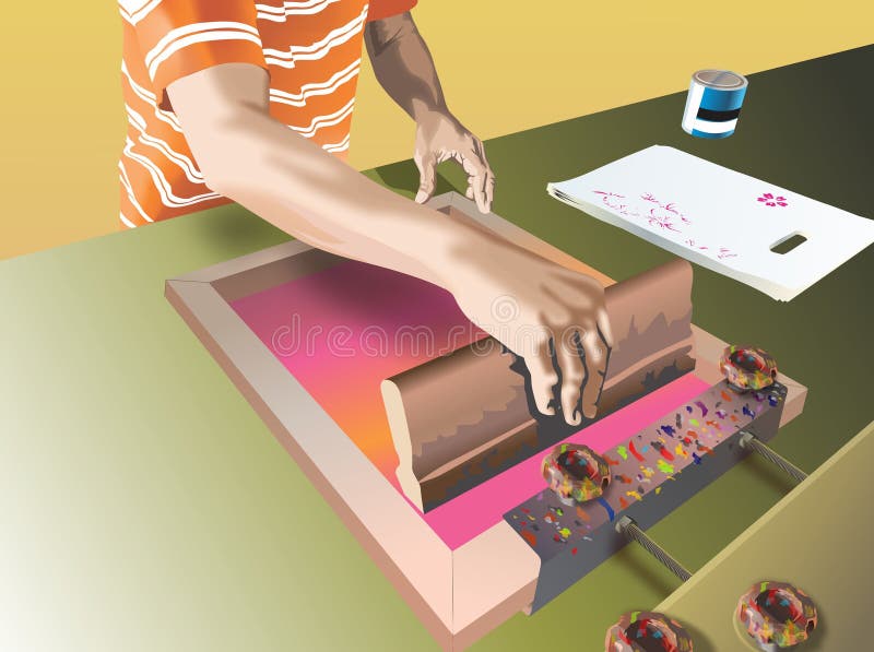 Handmade Work with Serigraphy, Silkscreen Printing Technique Stock ...
