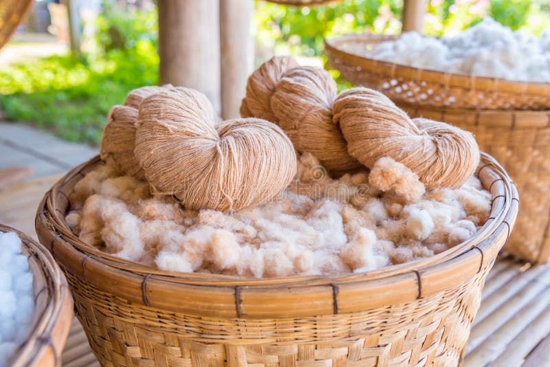 Handmade Yarn from the Cotton Flower Stock Photo - Image of fabric ...