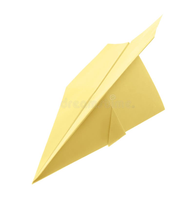 Handmade Yellow Paper Plane Isolated Stock Image - Image of freedom ...