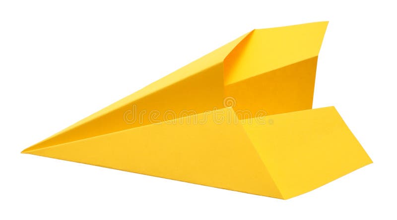 Handmade Yellow Paper Plane Isolated on White Stock Photo - Image of ...