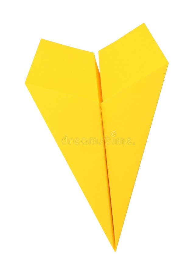 Handmade Yellow Paper Plane Isolated on White Stock Photo - Image of ...