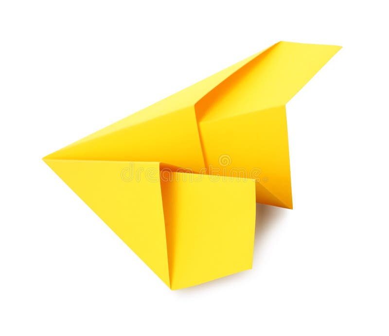 Handmade Yellow Paper Plane Isolated on White Stock Image - Image of ...
