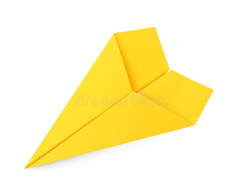 Handmade Yellow Paper Plane Isolated on White Stock Image - Image of ...