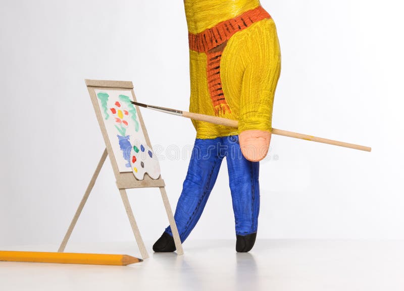 Malermann Bei Der Arbeit Mit Einer Rolle Stockfoto - Bild von hand ...