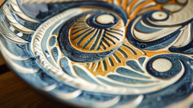 A Handpainted Ceramic Plate with a Layered Design of Swirling Patterns ...